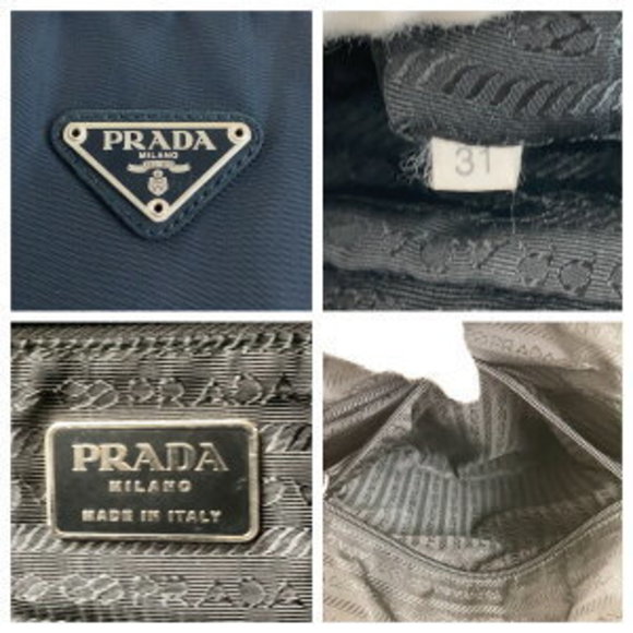 Prada | Bags | Prada Tessuto Triangular Navy Blue Nylon Tote Bag ...